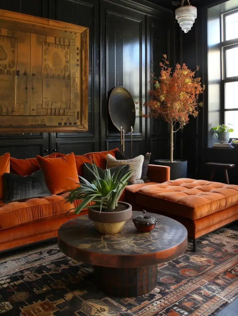 49 Stunning Black and Rust Living Room Ideas - DecorwithEva