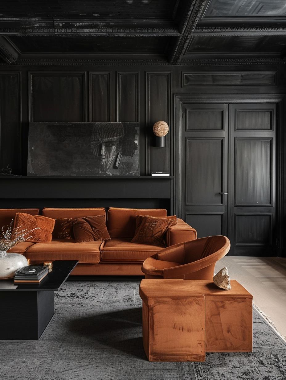 49 Stunning Black and Rust Living Room Ideas - DecorwithEva