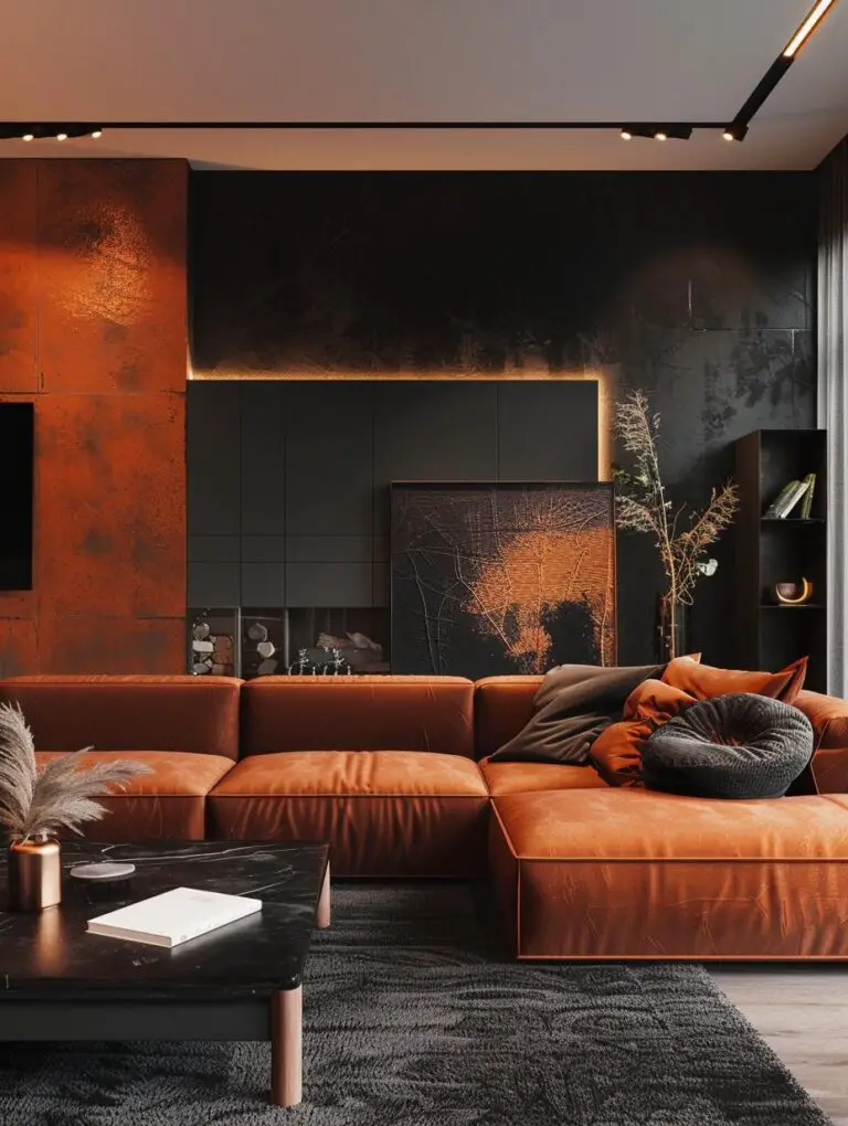 49 Stunning Black and Rust Living Room Ideas - DecorwithEva