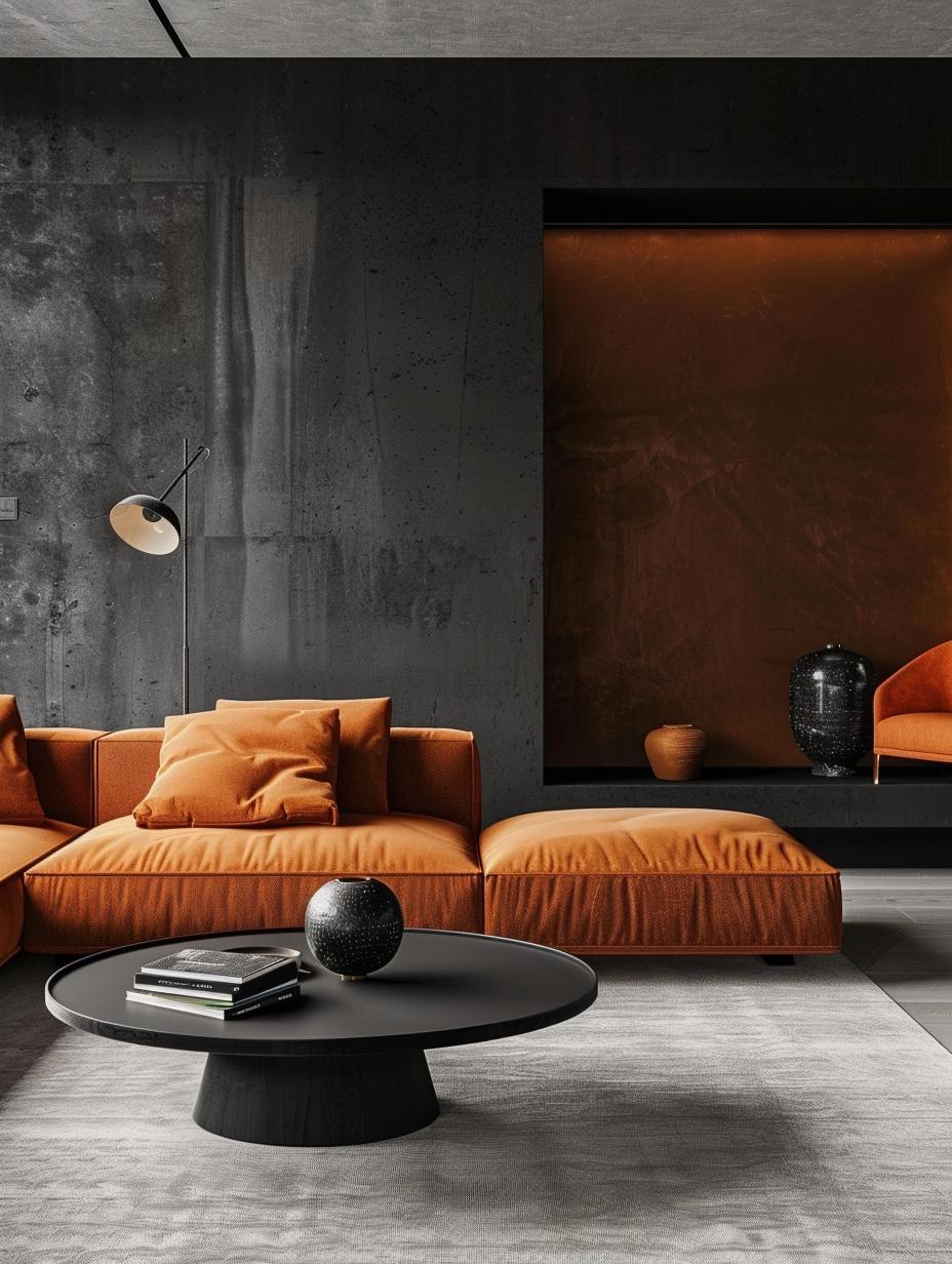 49 Stunning Black and Rust Living Room Ideas - DecorwithEva