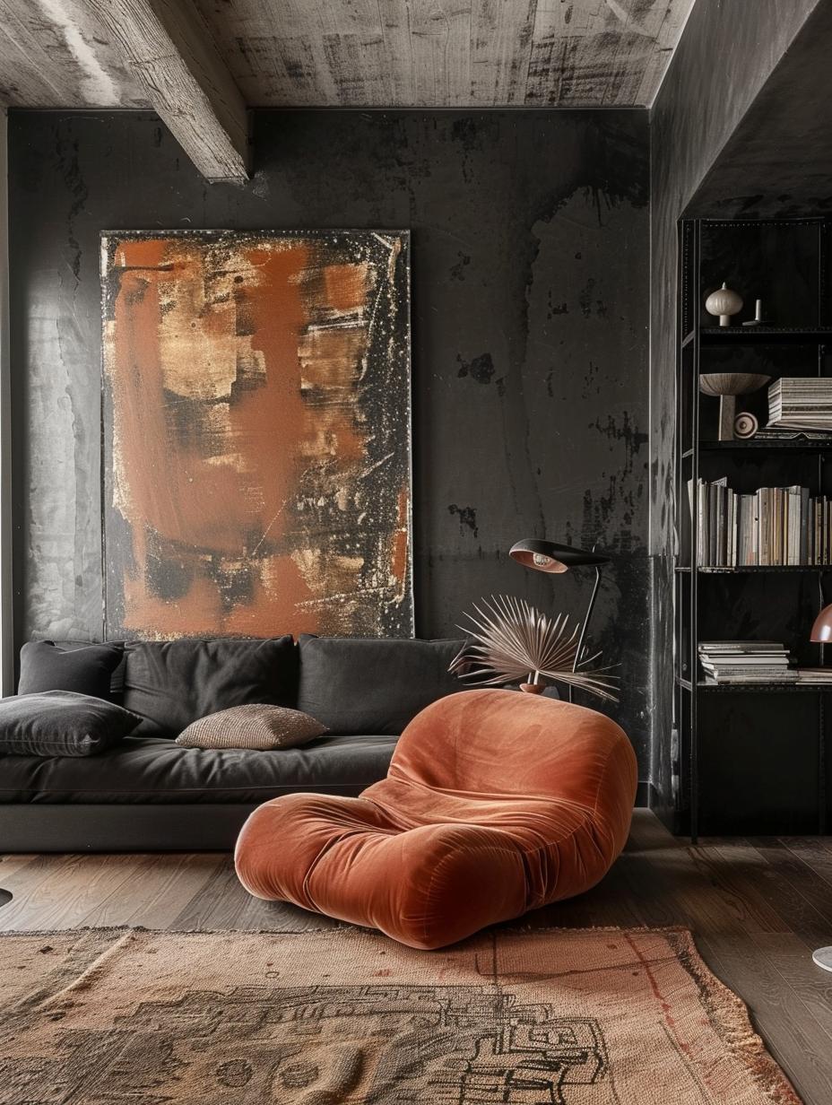 49 Stunning Black and Rust Living Room Ideas - DecorwithEva