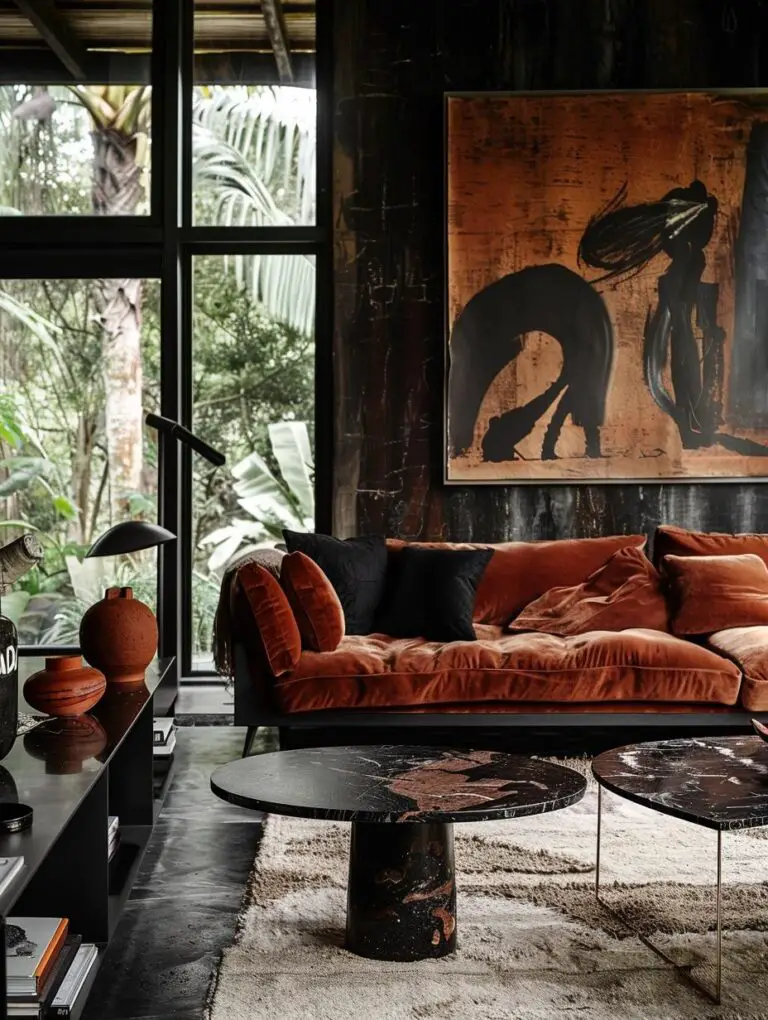 49 Stunning Black and Rust Living Room Ideas - DecorwithEva