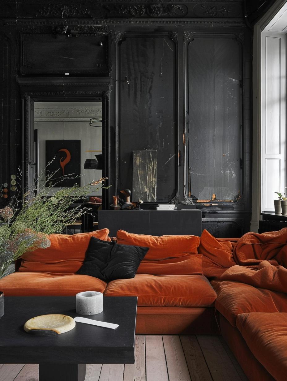 49 Stunning Black and Rust Living Room Ideas - DecorwithEva