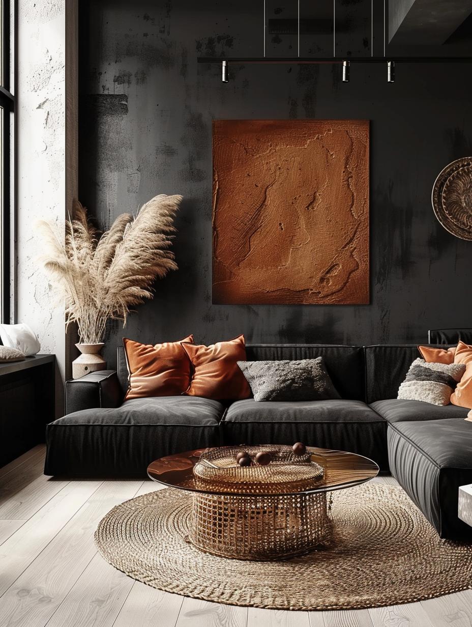 49 Stunning Black and Rust Living Room Ideas - DecorwithEva