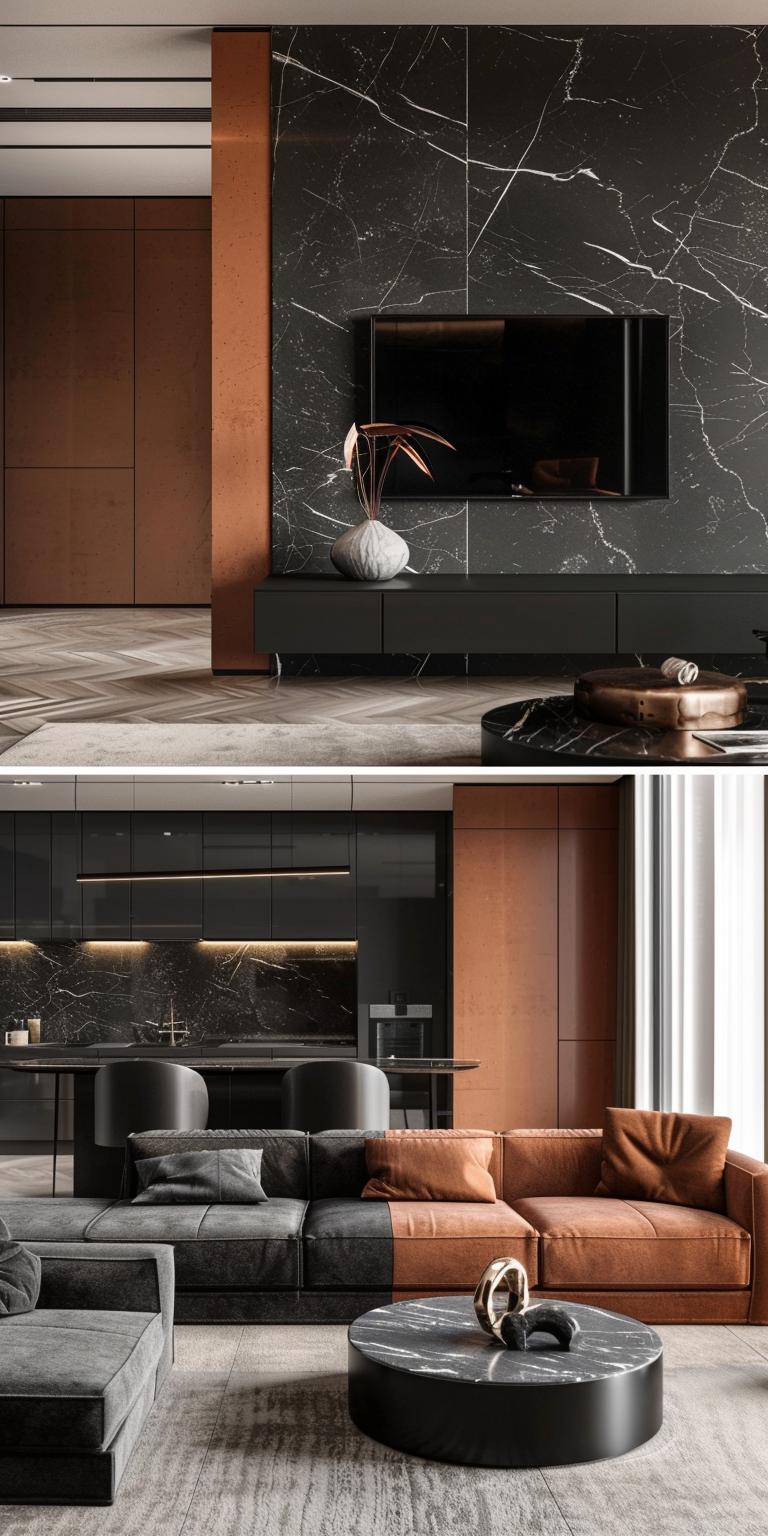 49 Stunning Black and Rust Living Room Ideas - DecorwithEva