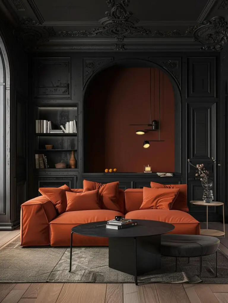49 Stunning Black and Rust Living Room Ideas - DecorwithEva