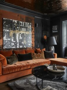 49 Stunning Black and Rust Living Room Ideas - DecorwithEva