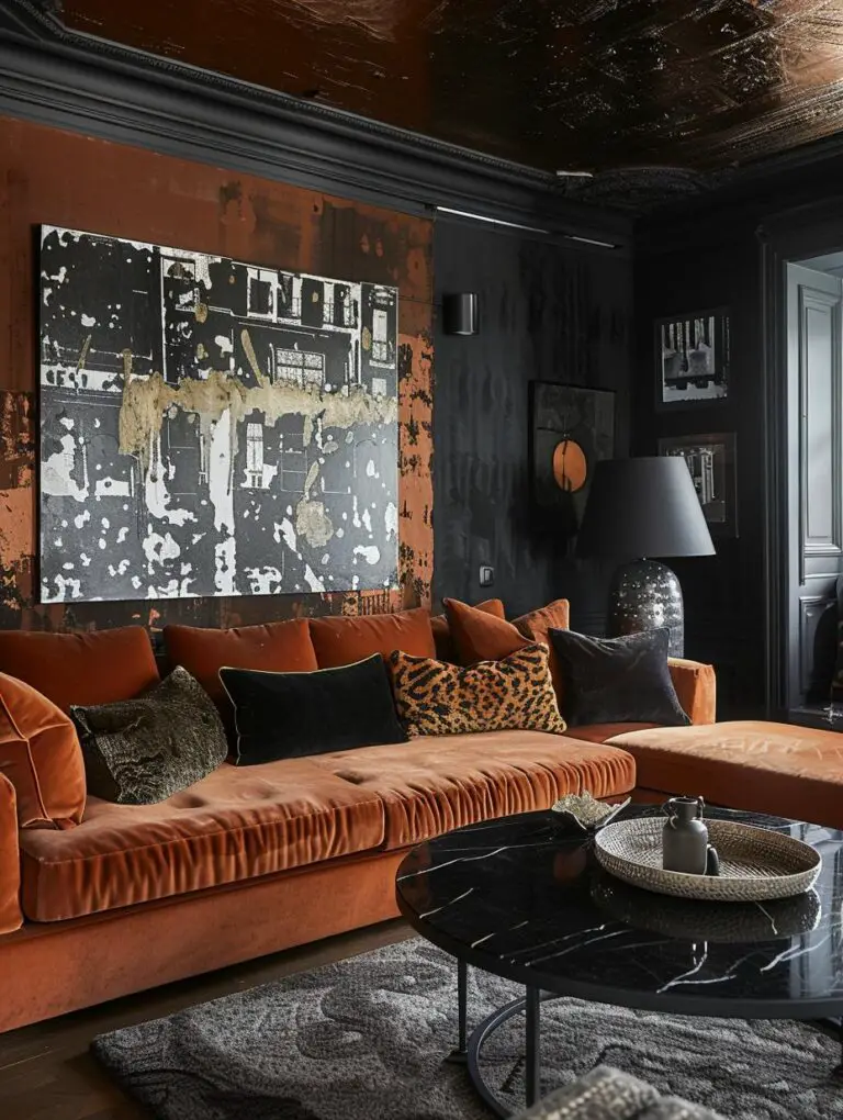 49 Stunning Black and Rust Living Room Ideas - DecorwithEva