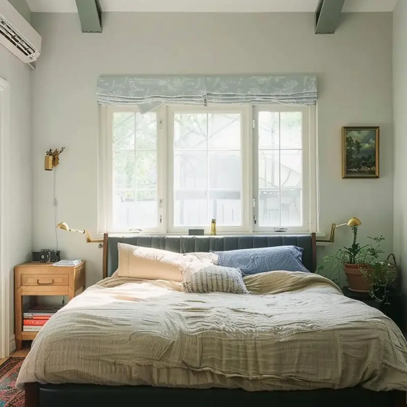49 Stylish Window Behind Bed Ideas - DecorwithEva