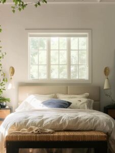 49 Stylish Window Behind Bed Ideas - DecorwithEva