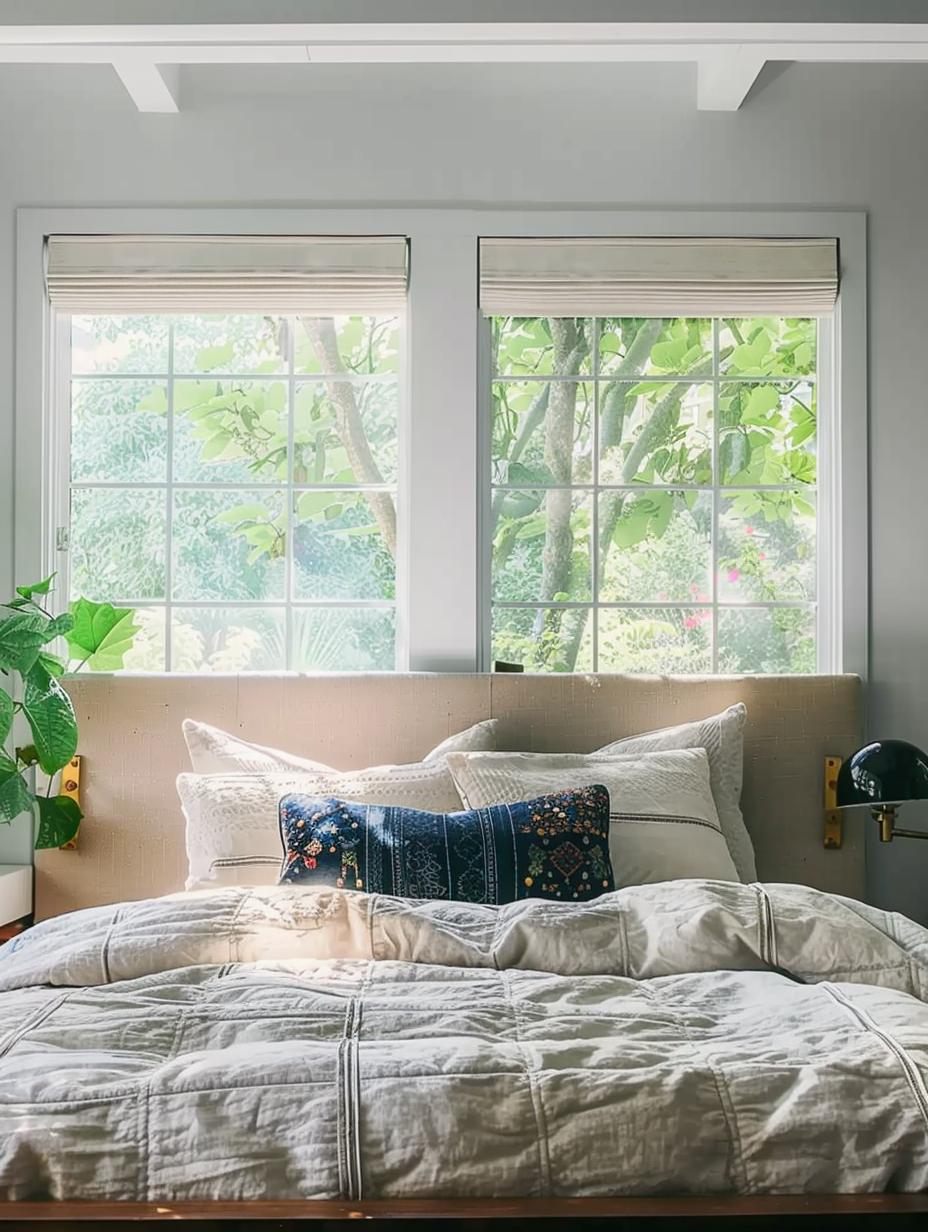 49 Stylish Window Behind Bed Ideas - DecorwithEva