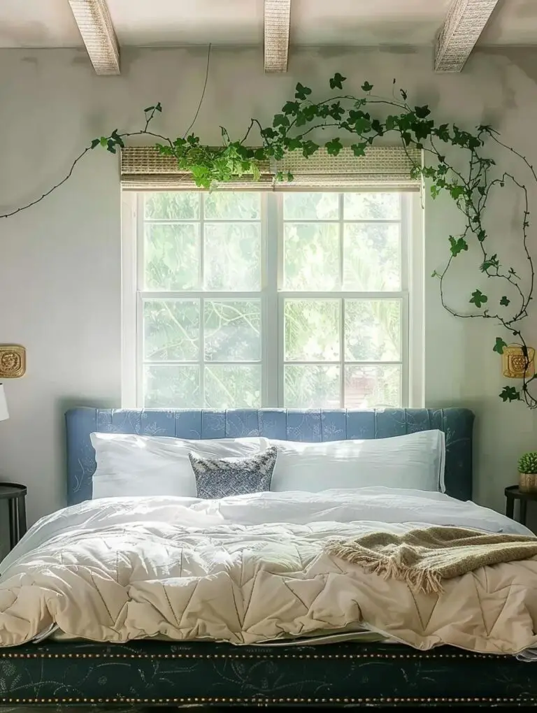 49 Stylish Window Behind Bed Ideas - DecorwithEva
