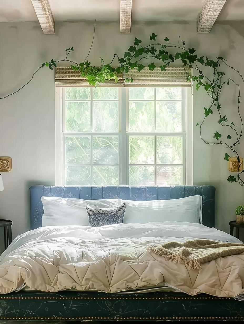 49 Stylish Window Behind Bed Ideas - DecorwithEva