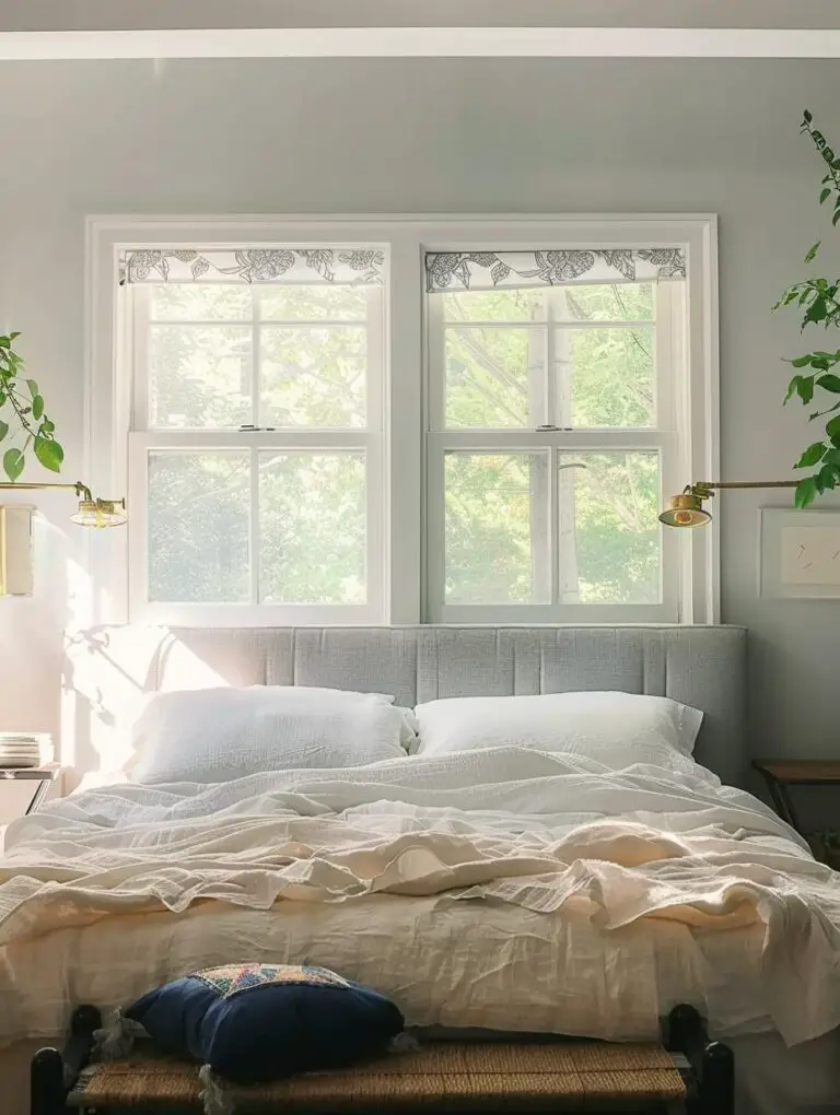 49 Stylish Window Behind Bed Ideas - DecorwithEva