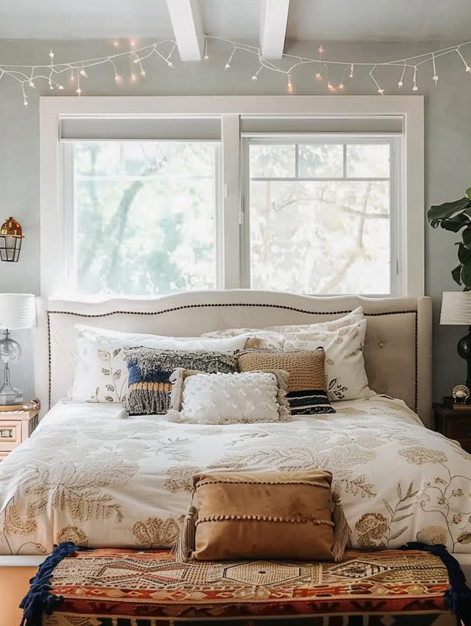 49 Stylish Window Behind Bed Ideas - DecorwithEva