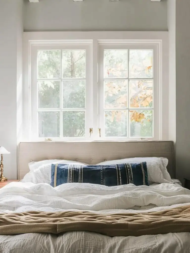 49 Stylish Window Behind Bed Ideas - DecorwithEva
