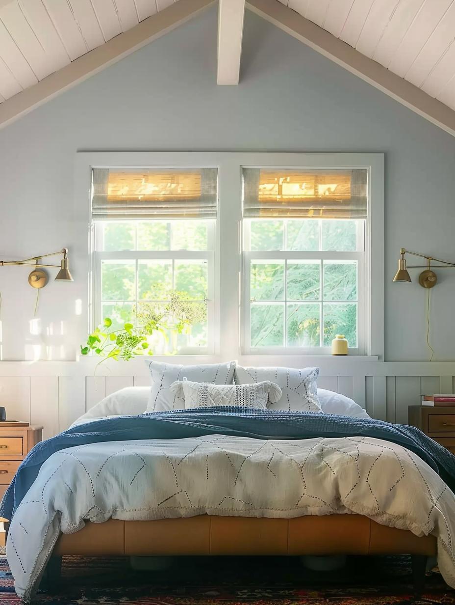 49 Stylish Window Behind Bed Ideas - DecorwithEva