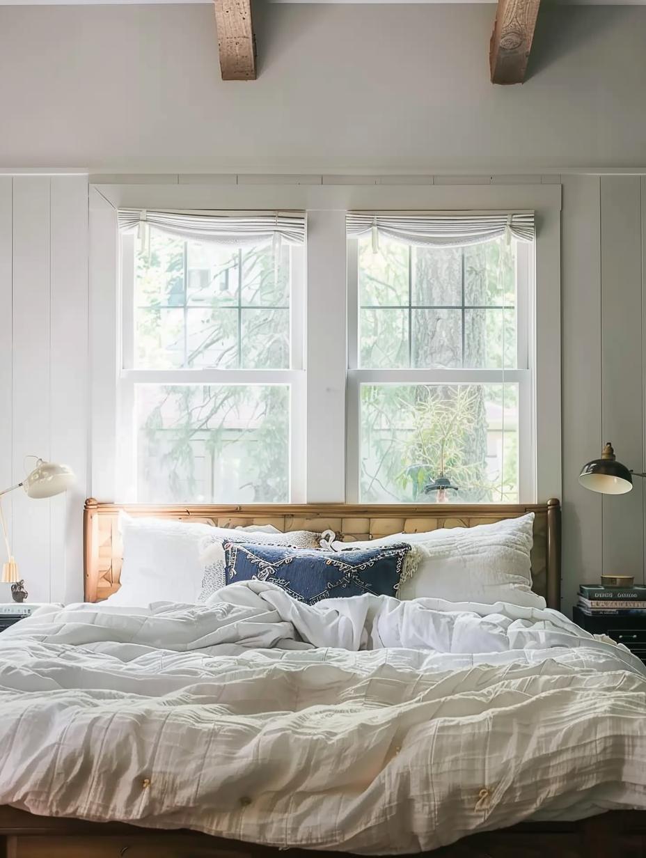 49 Stylish Window Behind Bed Ideas - DecorwithEva