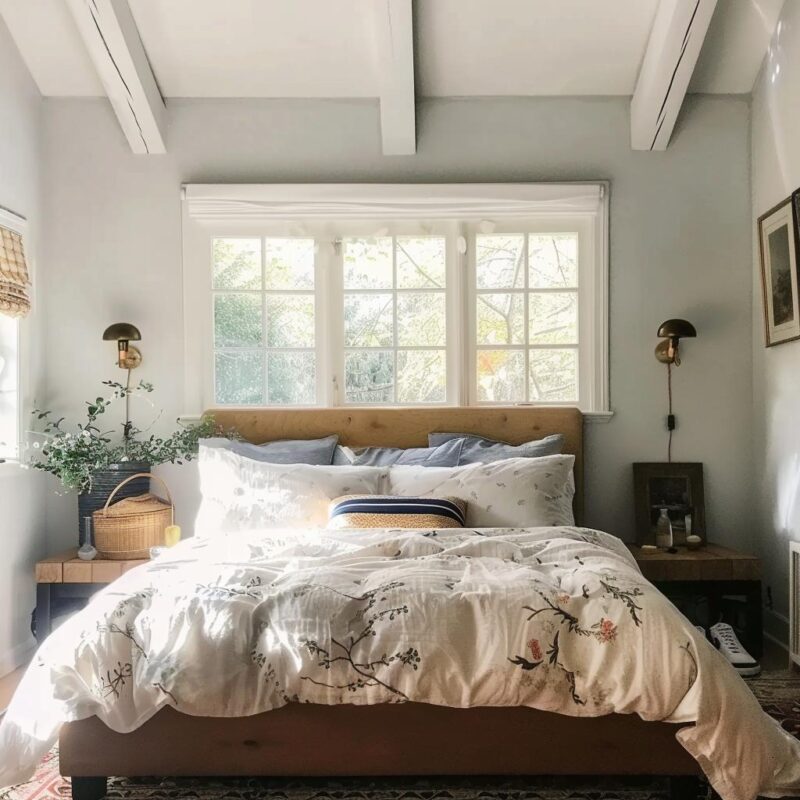 49 Stylish Window Behind Bed Ideas - DecorwithEva